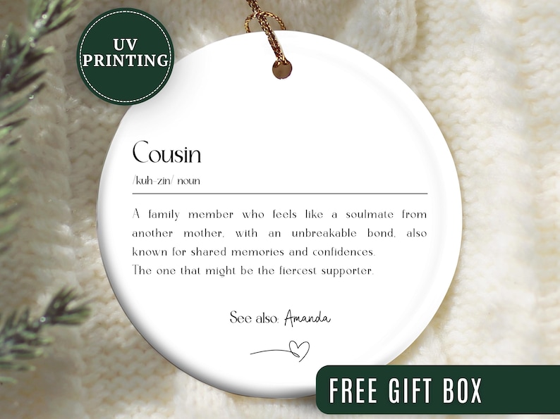 Custom Cousin Ornament, Personalized Cousin Christmas Ornament Gift for ...