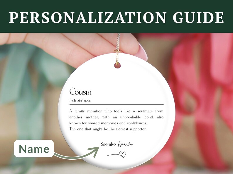 Custom Cousin Ornament, Personalized Cousin Christmas Ornament Gift for ...