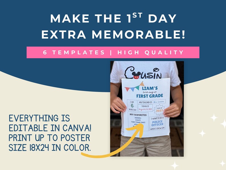 Editable First Day of School Sign | Canva Template Milestone Posters ...