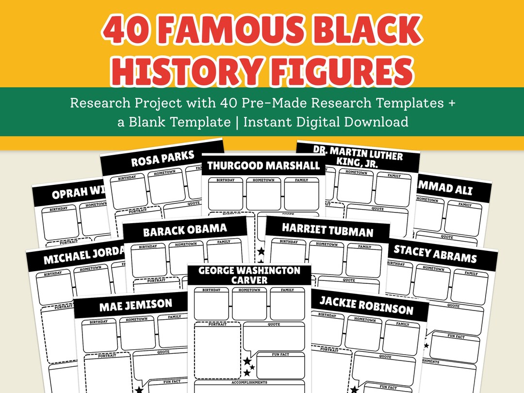 Famous Black History Figures Research Project | Black History Month ...