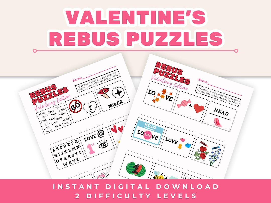 Valentine’s Day Rebus Puzzles | Easy & Hard Levels | Valentine Logic ...