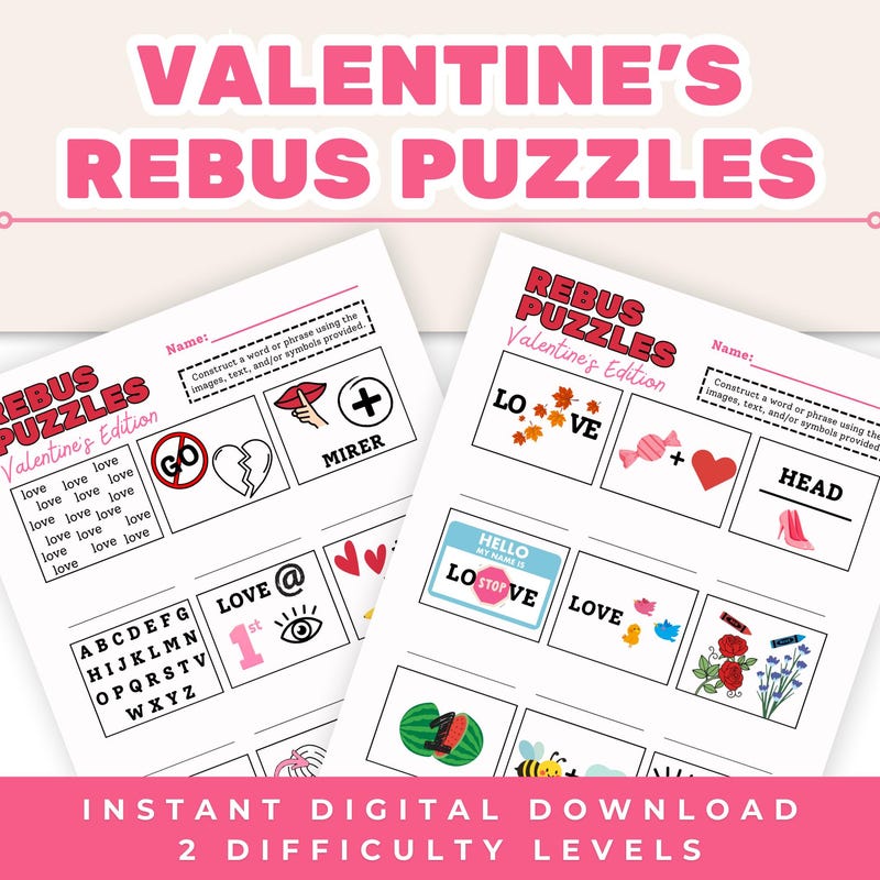 Valentines Rebus Puzzles - Etsy