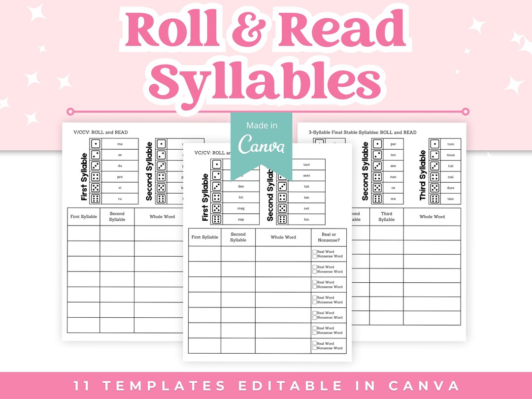Editable Syllable Division Game | Roll and Read Syllable Game ...