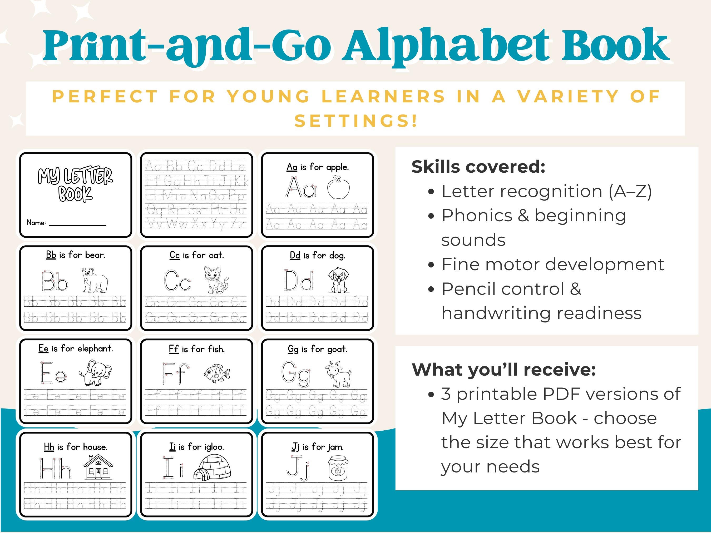 My Letter Book | Printable Alphabet Booklet, Preschool and Kindergarten ...