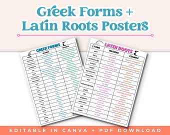 Greek Forms and Latin Roots Posters, ELA Classroom Anchor Chart ...