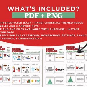 Christmas Rebus Puzzles, Kids Printable Game, Differentiated, Classroom ...