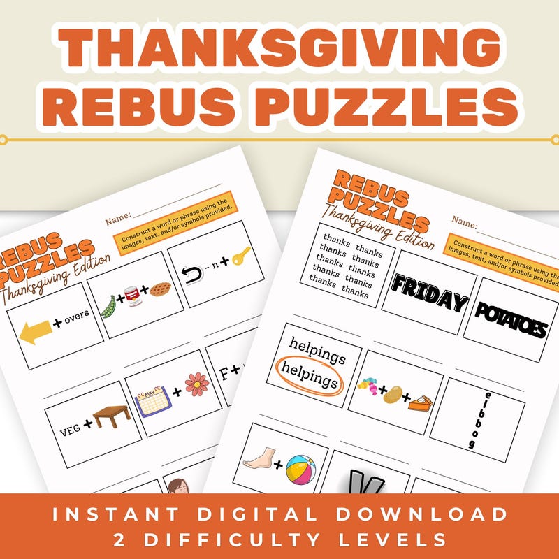 Easy Thanksgiving Puzzle - Etsy