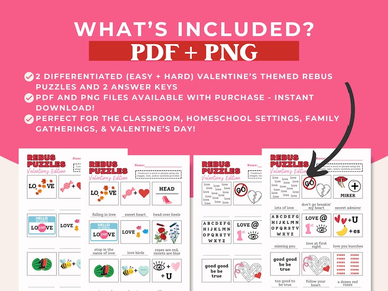 Valentine’s Day Rebus Puzzles | Easy & Hard Levels | Valentine Logic ...