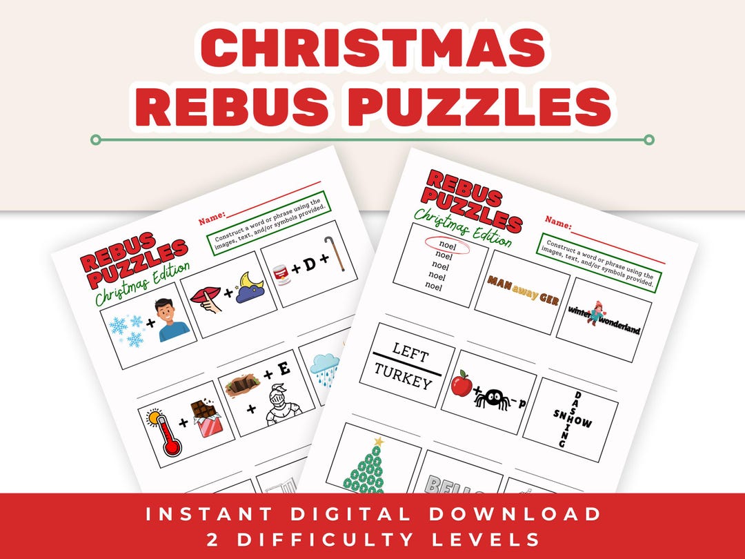 Christmas Rebus Puzzles, Kids Printable Game, Differentiated, Classroom ...