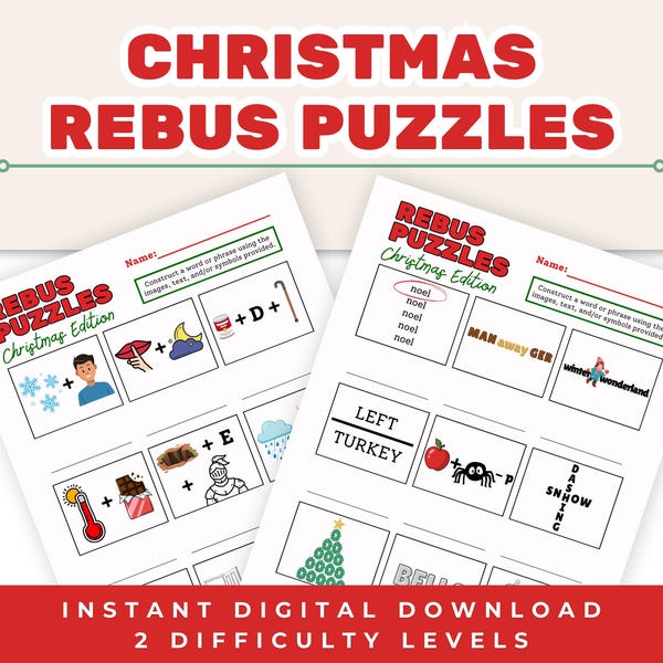 Christmas Rebus Puzzle Game - Etsy