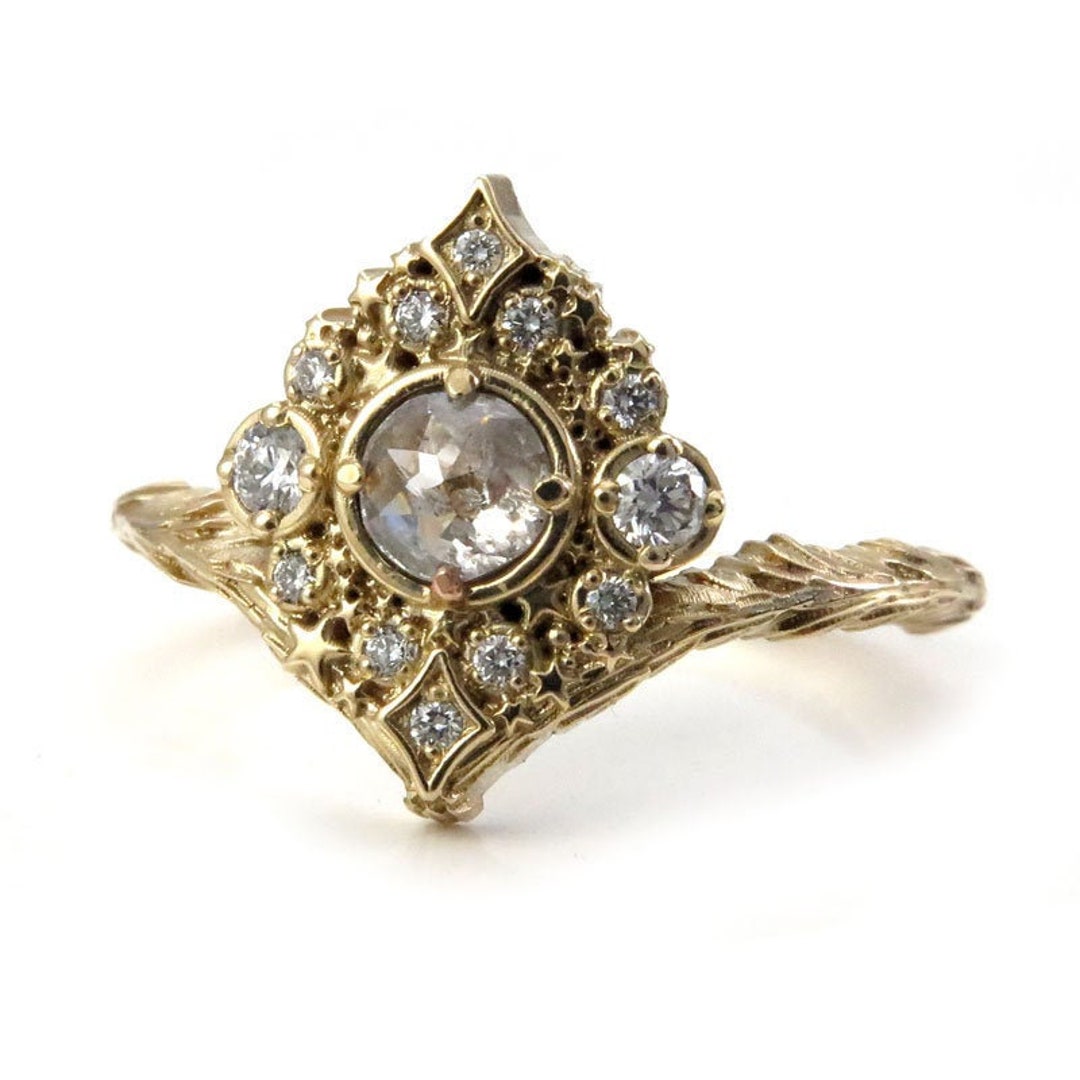 Rose Cut Diamond Nova Engagement Ring 14k Gold Pick Your - Etsy