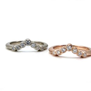 Graduated Diamond Chevron Wedding Band Black or White - Etsy