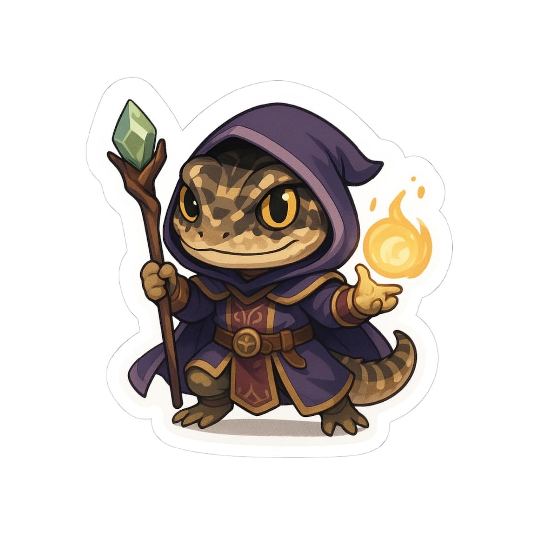 Magical Lizard Sorcerer Sticker: Fantasy Dungeons and Dragons Decor - Etsy
