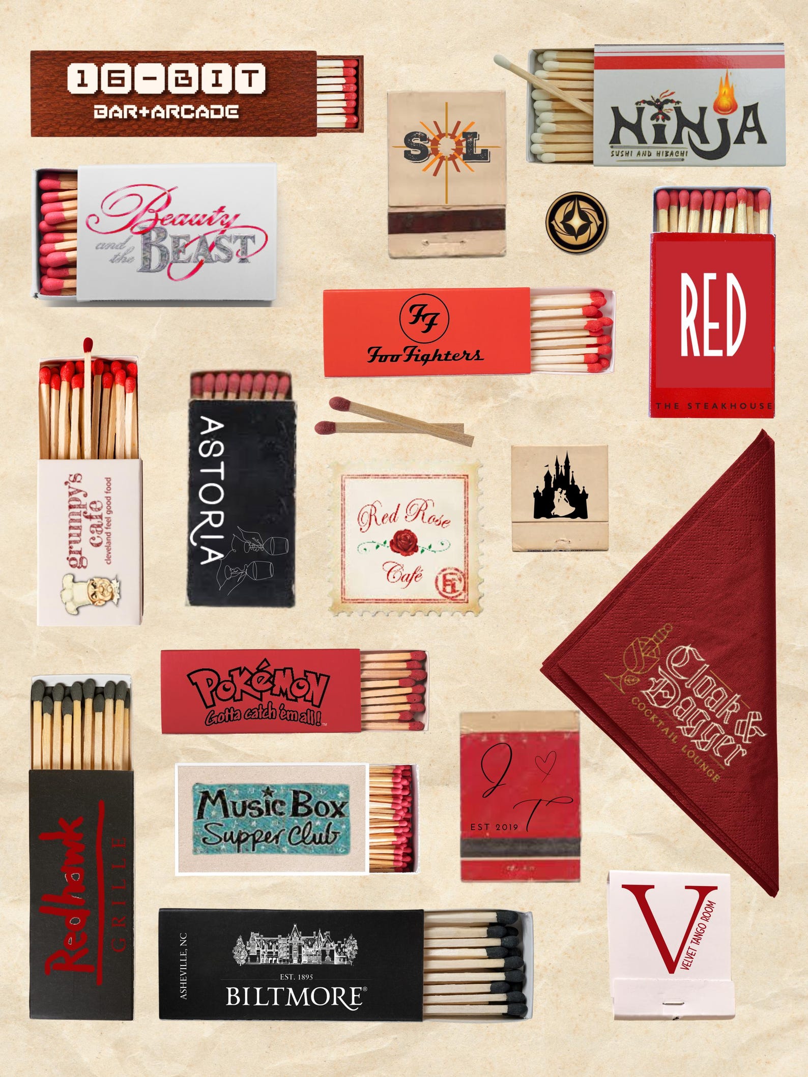 Retro Matchbox Collage Poster Template: Custom Bar Art (digital ...