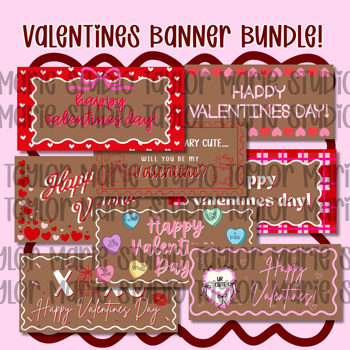 Valentines Day Banner Bundle | 36x72 Canva Pro Template (digital ...