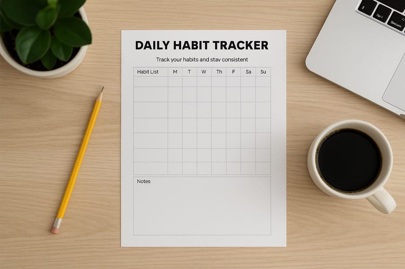 Daily Habit Tracker Printable | Minimalist Habit Tracker Sheet ...