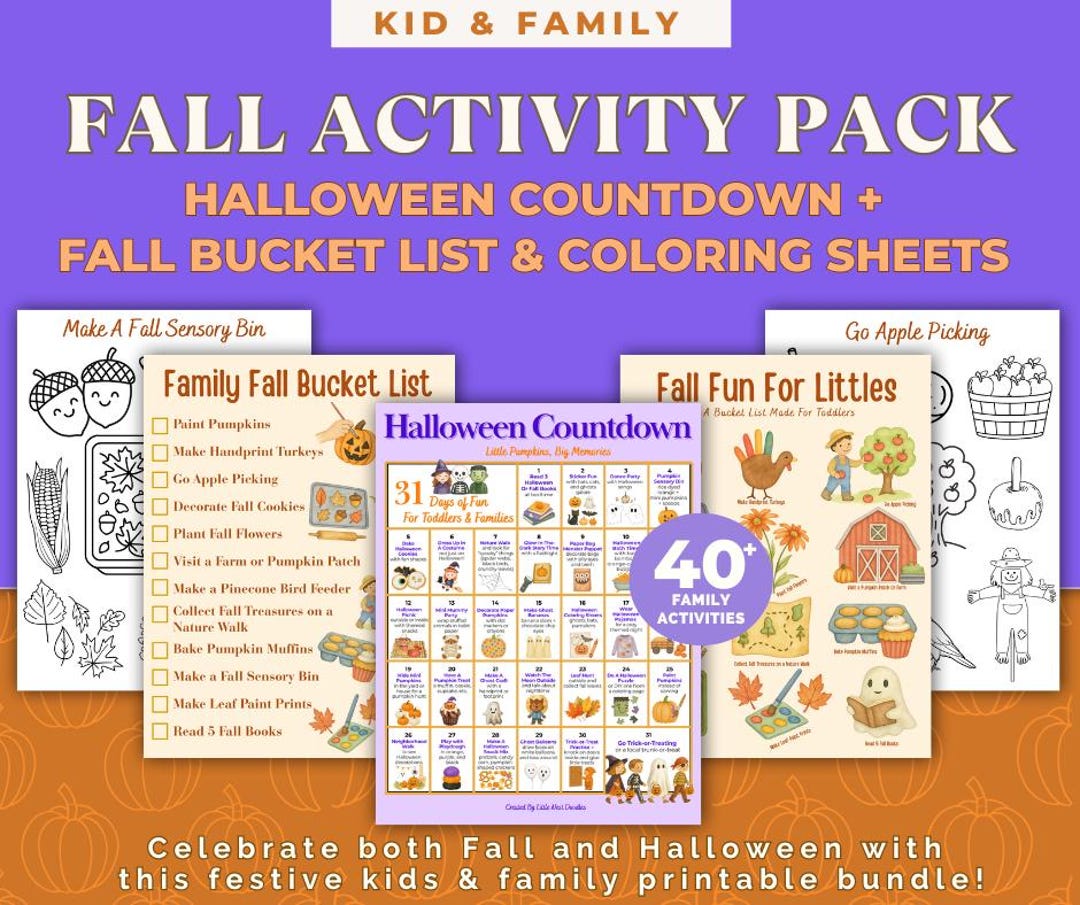 Family Halloween Countdown Calendar + Fall Bucket List & Coloring ...