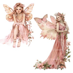 Watercolor Pink Fantasy Magic Clipart – Floral Fairy PNG Illustration ...
