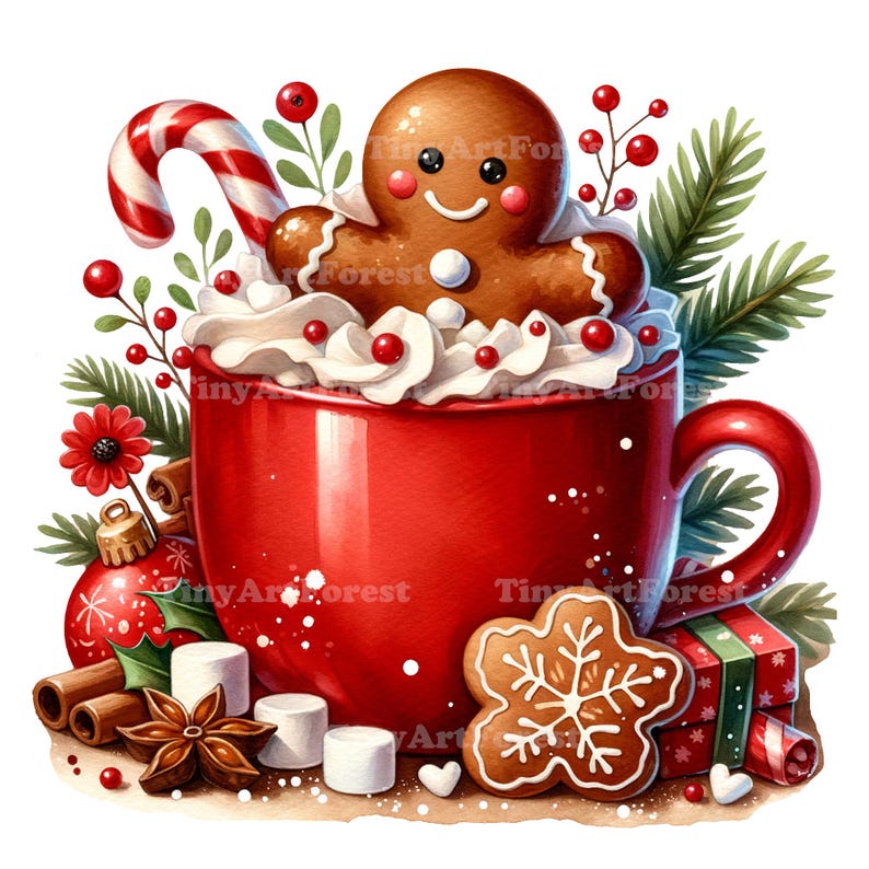 Gingerbread Man Cocoa PNG – Christmas Hot Chocolate Clipart, Winter ...