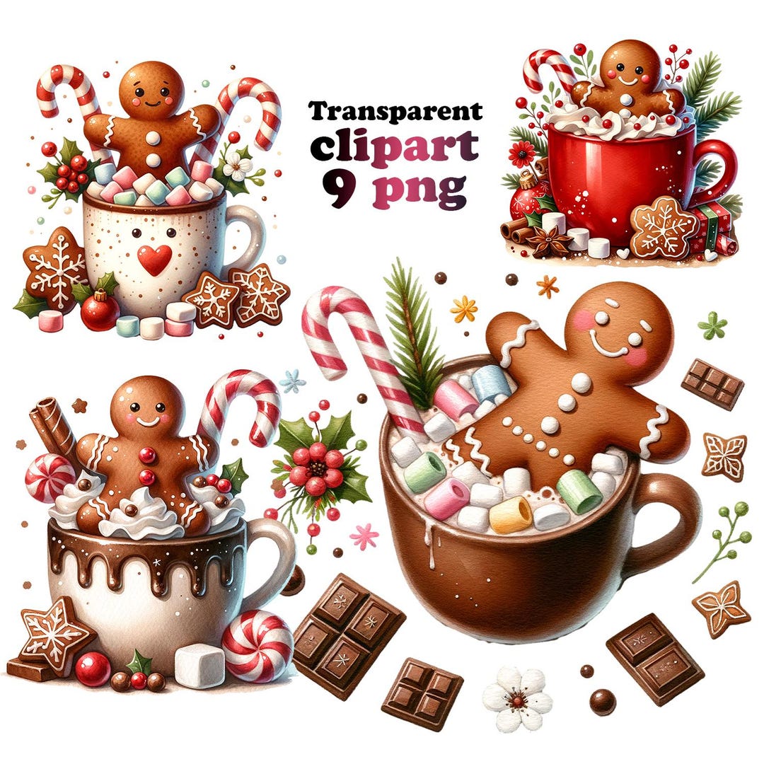 Gingerbread Man Cocoa PNG – Christmas Hot Chocolate Clipart, Winter ...