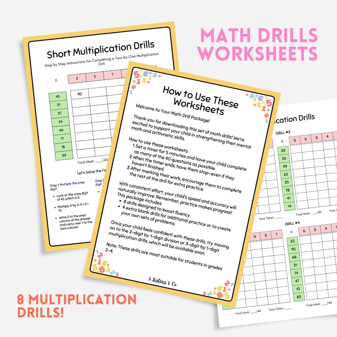 Printable Multiplication Worksheets for Kids | 2-digit X 1-digit Drills ...