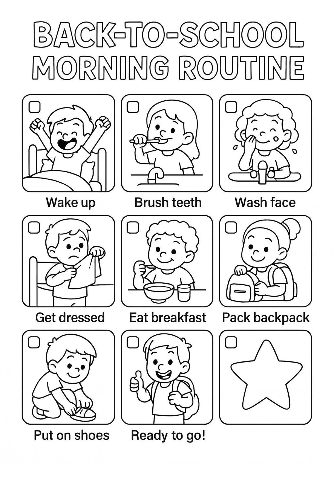 Kids Morning Routine Chart | Back to School Printable Schedule ...
