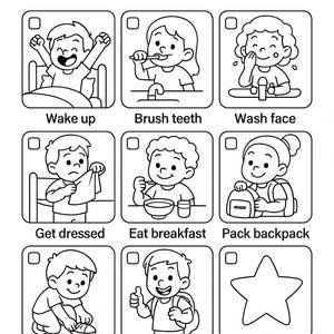Kids Morning Routine Chart | Back to School Printable Schedule ...