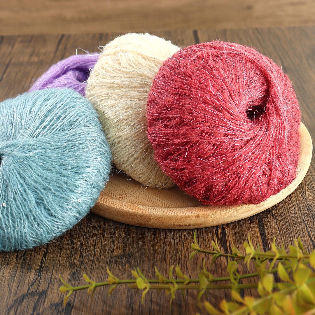 Shimmering Sequined Mohair Yarn – Soft Kid Mohair With Glitter, 25g ...
