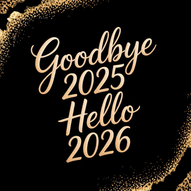 Goodbye 2025 Hello 2026 PNG, Gold Glitter New Year Clipart (digital ...