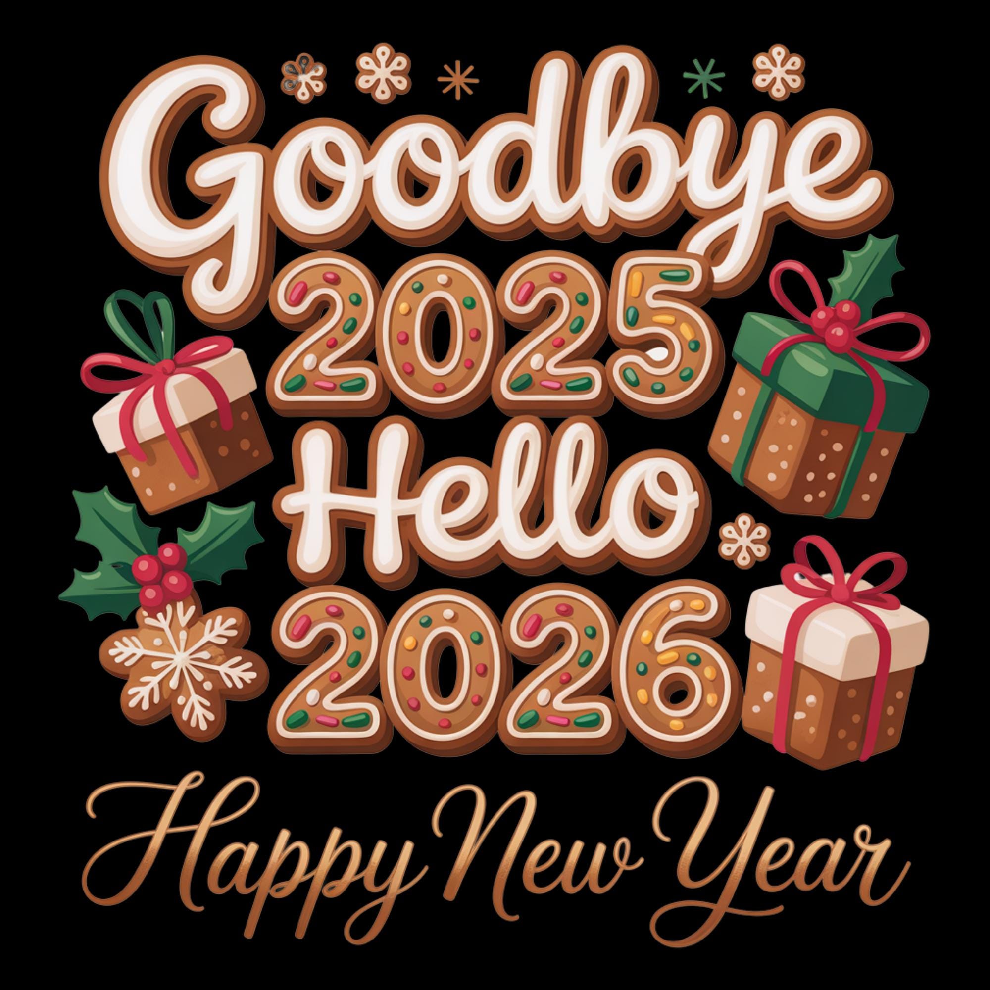 Goodbye 2025 Hello 2026 Gingerbread PNG, New Year Clipart (digital ...