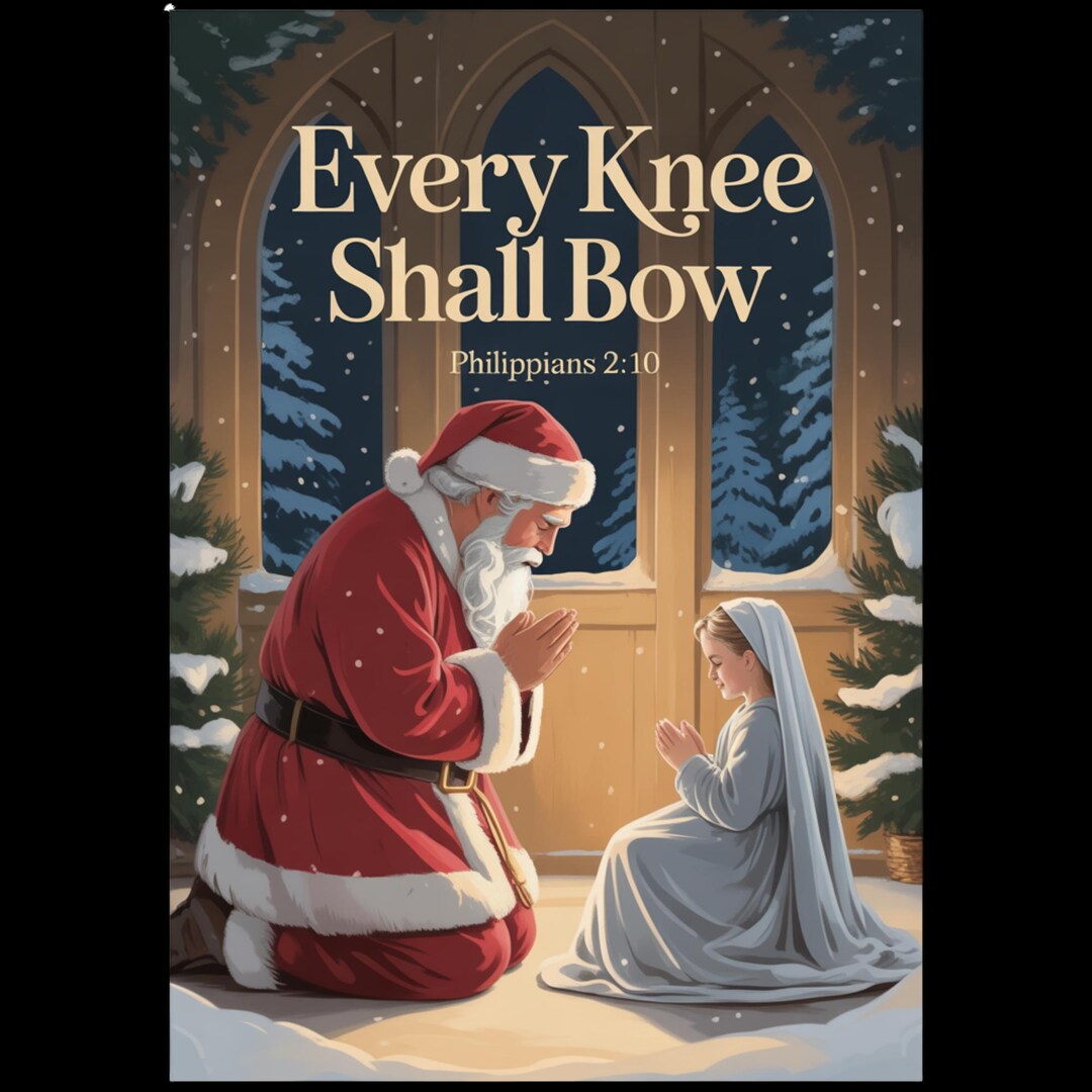 Santa Praying Before Jesus Christmas PNG: Religious Holiday Design ...