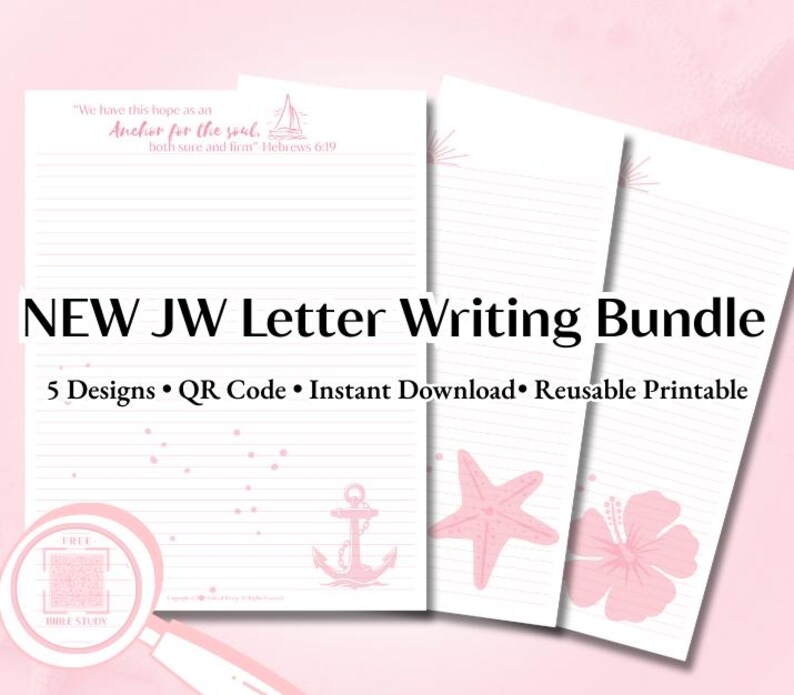 Pink JW Letter Writing Templates | Anchor Design (reusable Digital ...