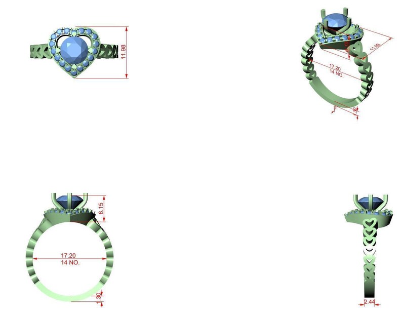 Heart Halo Ring Engagement: Romantic Heart Motif Design, Lab-grown ...
