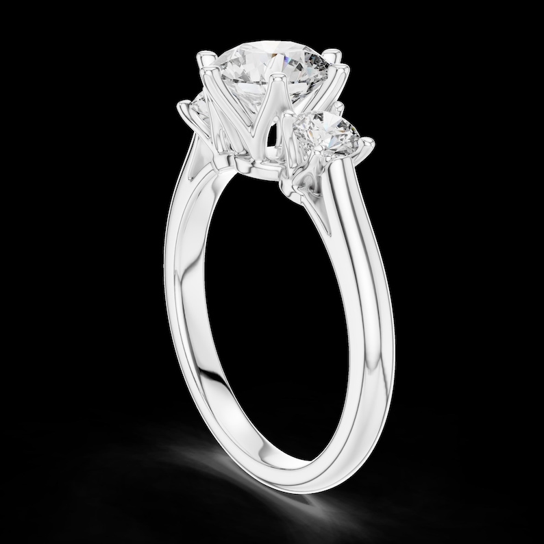 14k White Gold Three Stone Lab Grown Diamond Ring (1.8 Ct Total) - Etsy