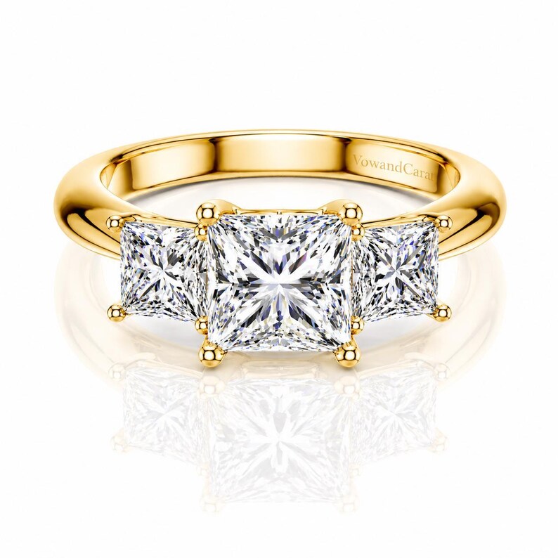 June Wedding Ring 2 Carat Princess Cut Three Stone Ring | 14k Gold ...
