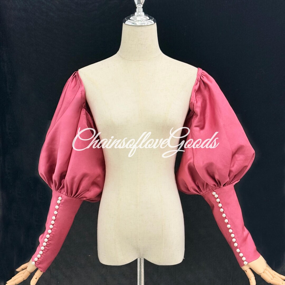 Satin Pearl Puff Sleeve Detachable Bridal Sleeves，dramatic off Shoulder ...