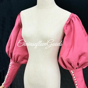 Satin Pearl Puff Sleeve Detachable Bridal Sleeves，dramatic off Shoulder ...