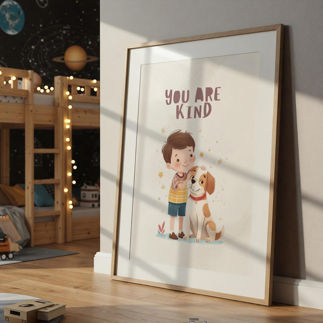 You Are Kind Boys Wall Art | Printable Affirmation for Kids Room - Etsy