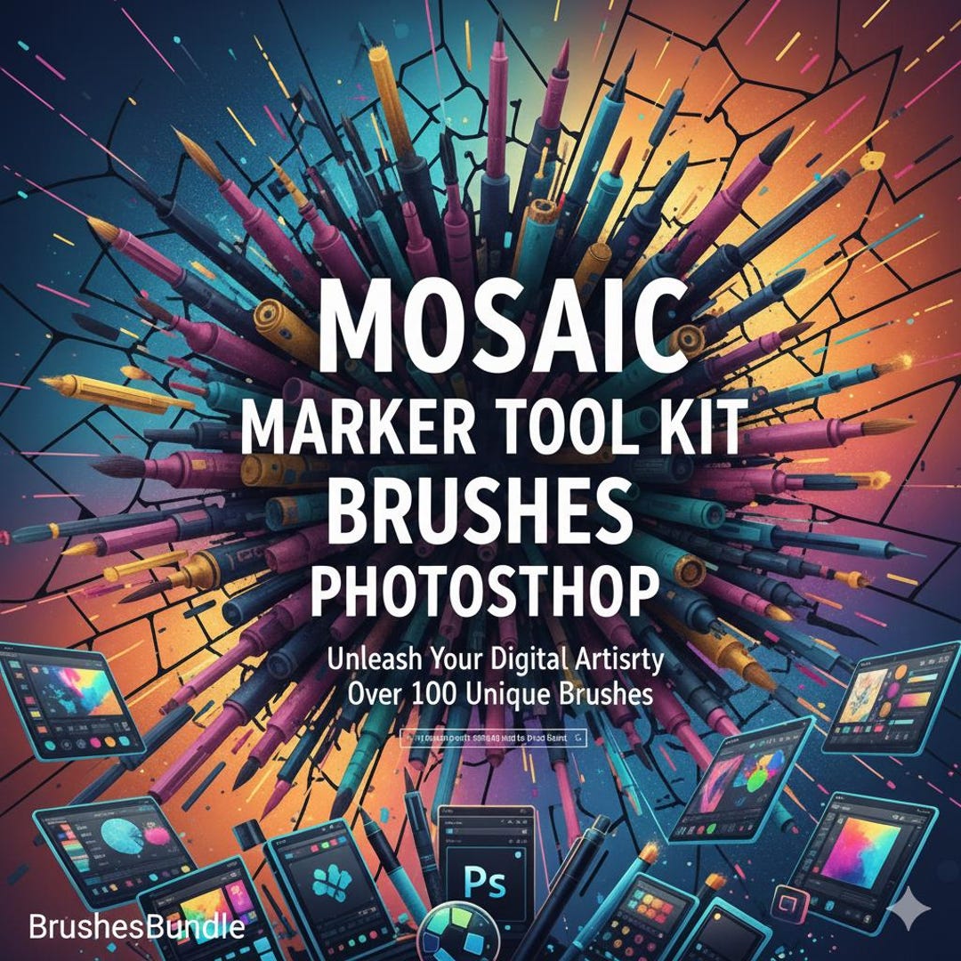 Mosaic Marker Brush Toolkit for Photoshop,realistic Mosaic Marker ...