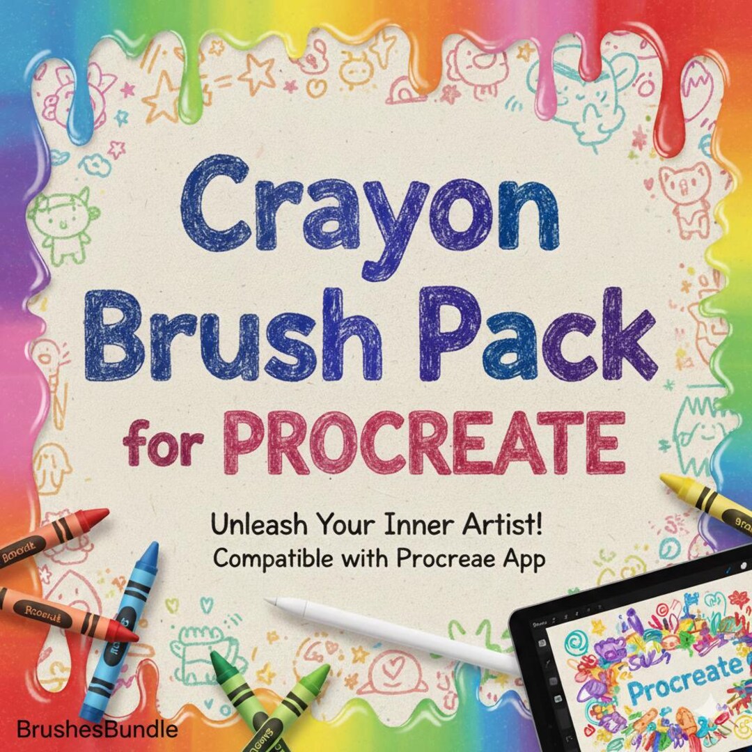 Crayon Brush Pack for Procreate,little Artist Caryon Brushset,caryon ...