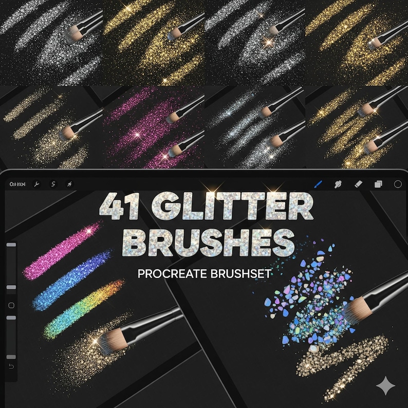 41 Glitter Brushes for Procreate Brushset, Procreate Brushes, Glitter Sparkle Brushes, Glitter ...
