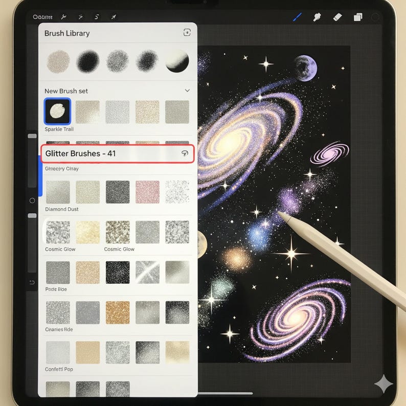 41 Glitter Brushes for Procreate Brushset, Procreate Brushes, Glitter ...