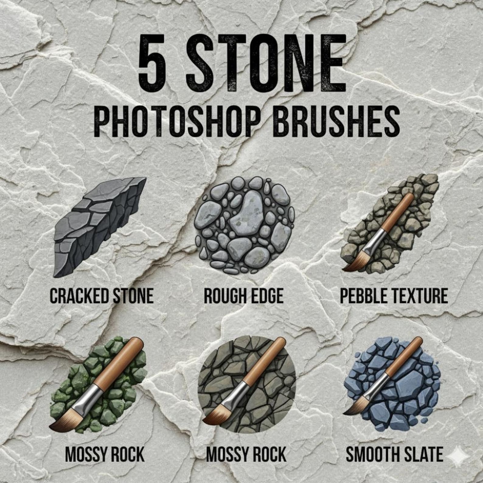 5 Stone Photoshop Brushes, Photoshop Brushes,stone Brushes,5 Stone ...