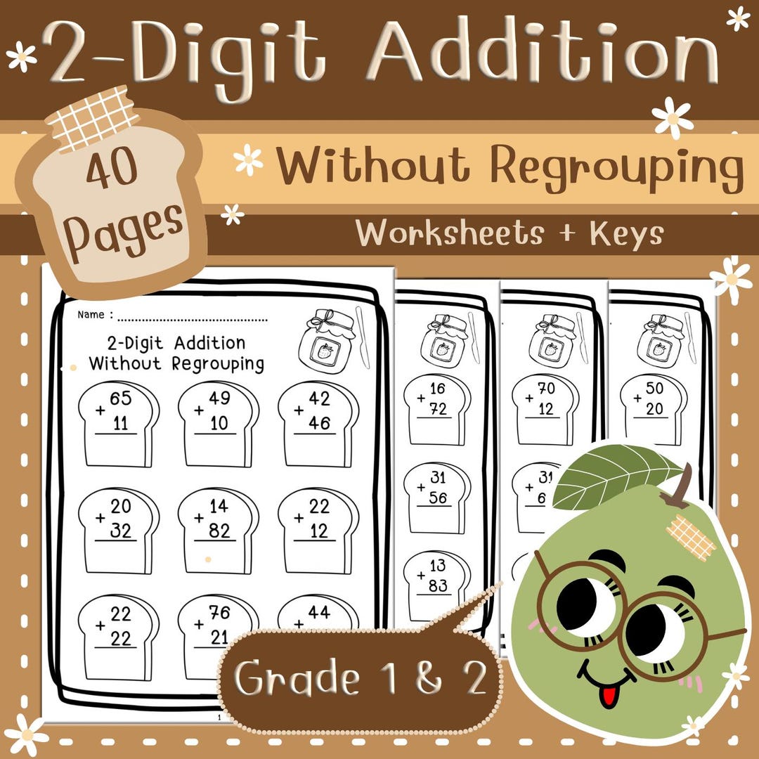 2 Digit Addition Worksheets Without Regrouping | Grade 1-2 Math ...