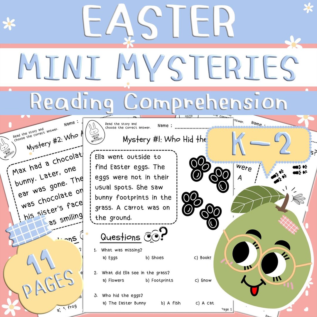 Easter Reading Comprehension Worksheets | Mini Mystery Stories With WH ...