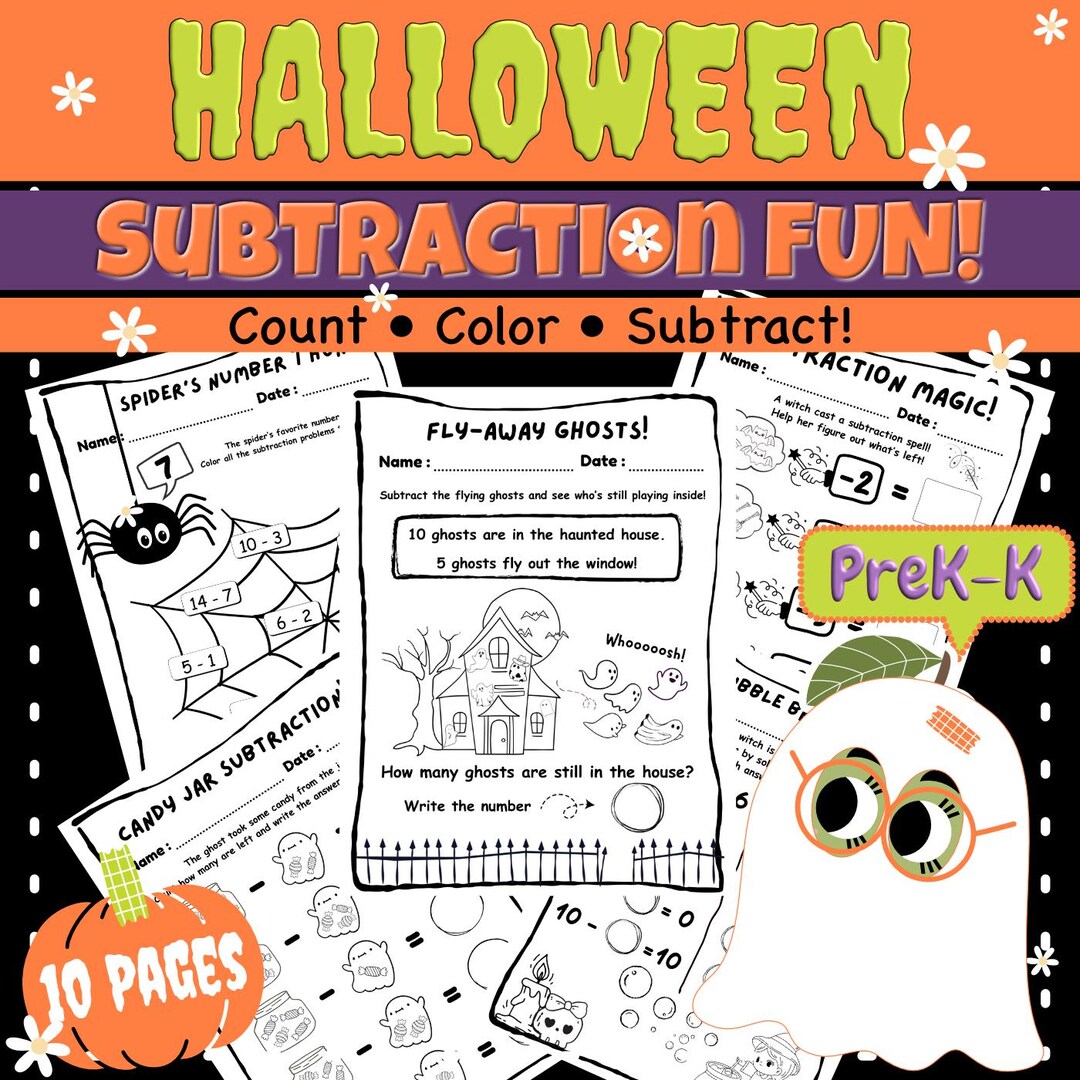 Halloween Subtraction Worksheets | Fun Math Printables for Prek ...