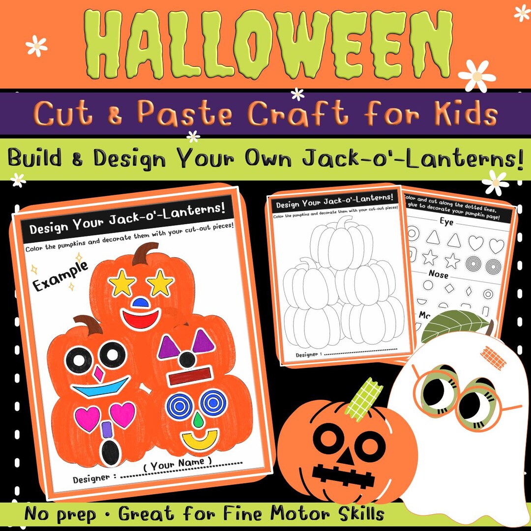 Halloween Cut and Paste Craft | Build a Jack-o’-lantern Activity for ...