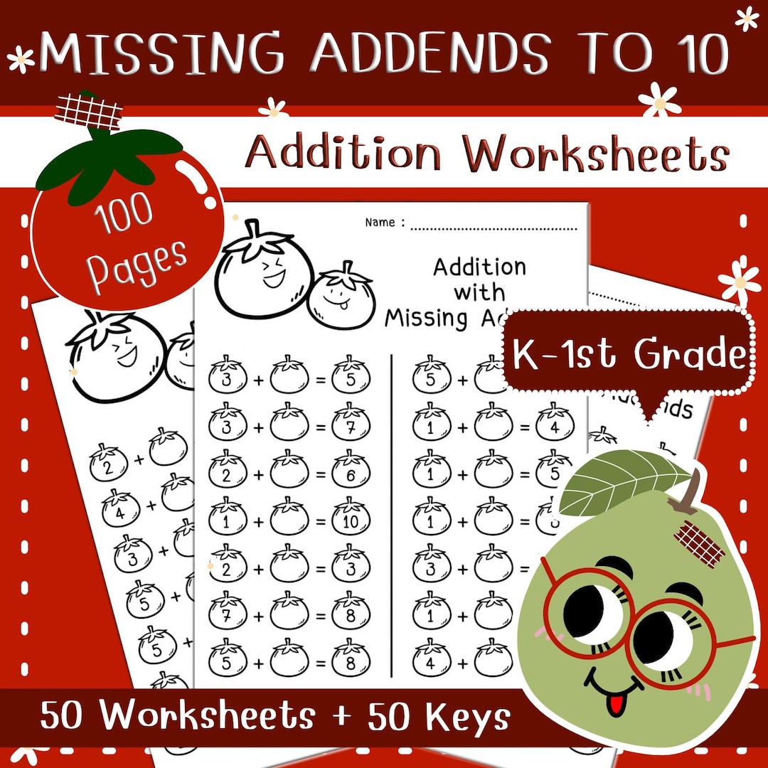 Missing Addends to 10 Worksheets | Kindergarten & 1st Grade Math ...