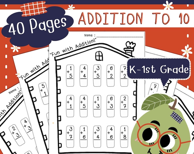 10 Printable Addition to 10 Worksheets: Kindergarten & 1st Grade (PDF ...