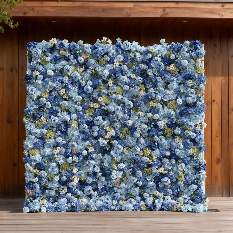 5D Blue Flower Wall Backdrop: 8x8ft Holiday, Wedding, Event and ...